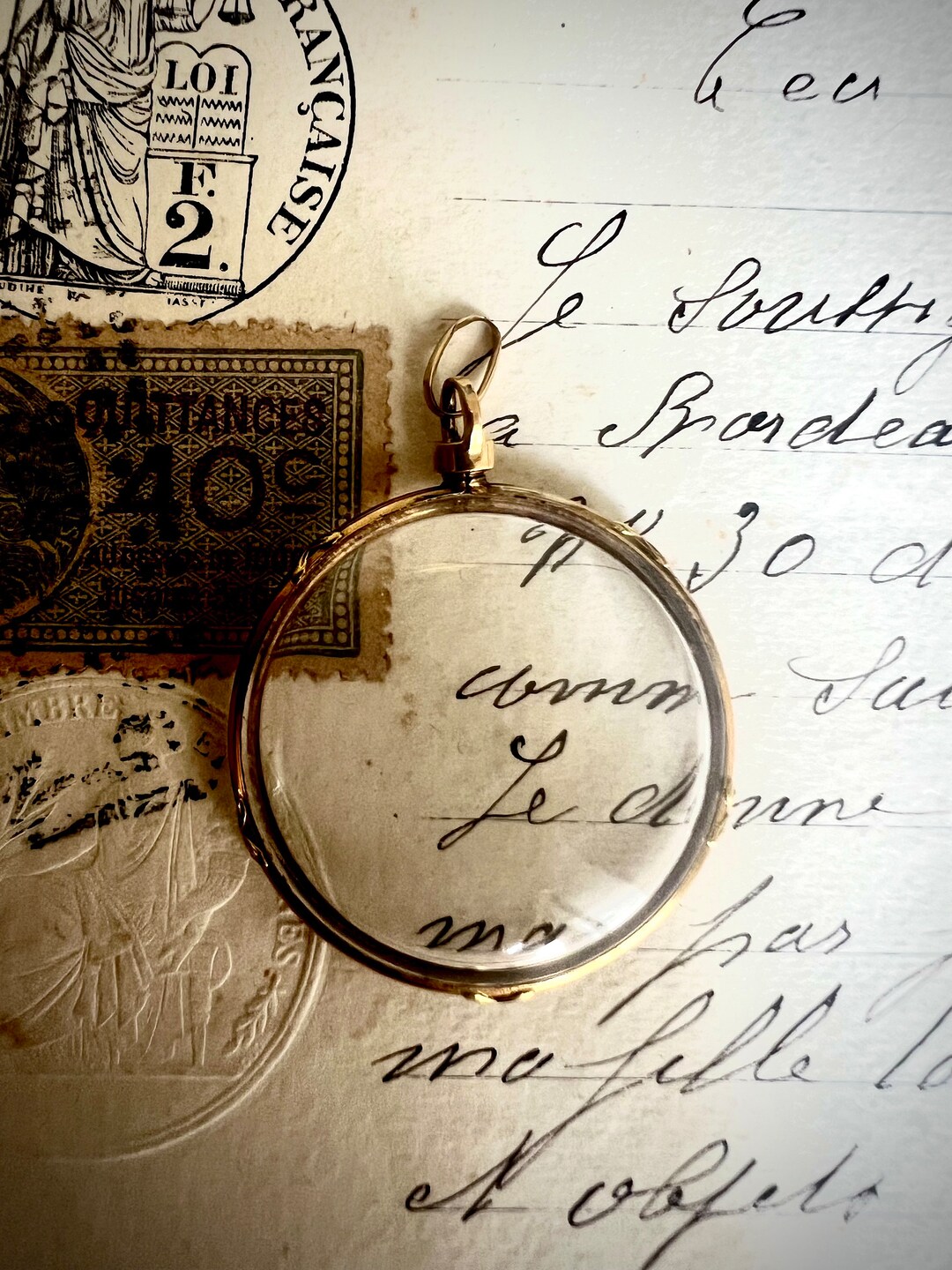 Antique French Photo Locket/glass Locket/ Porte Photo/ 18k Gold/ Art ...