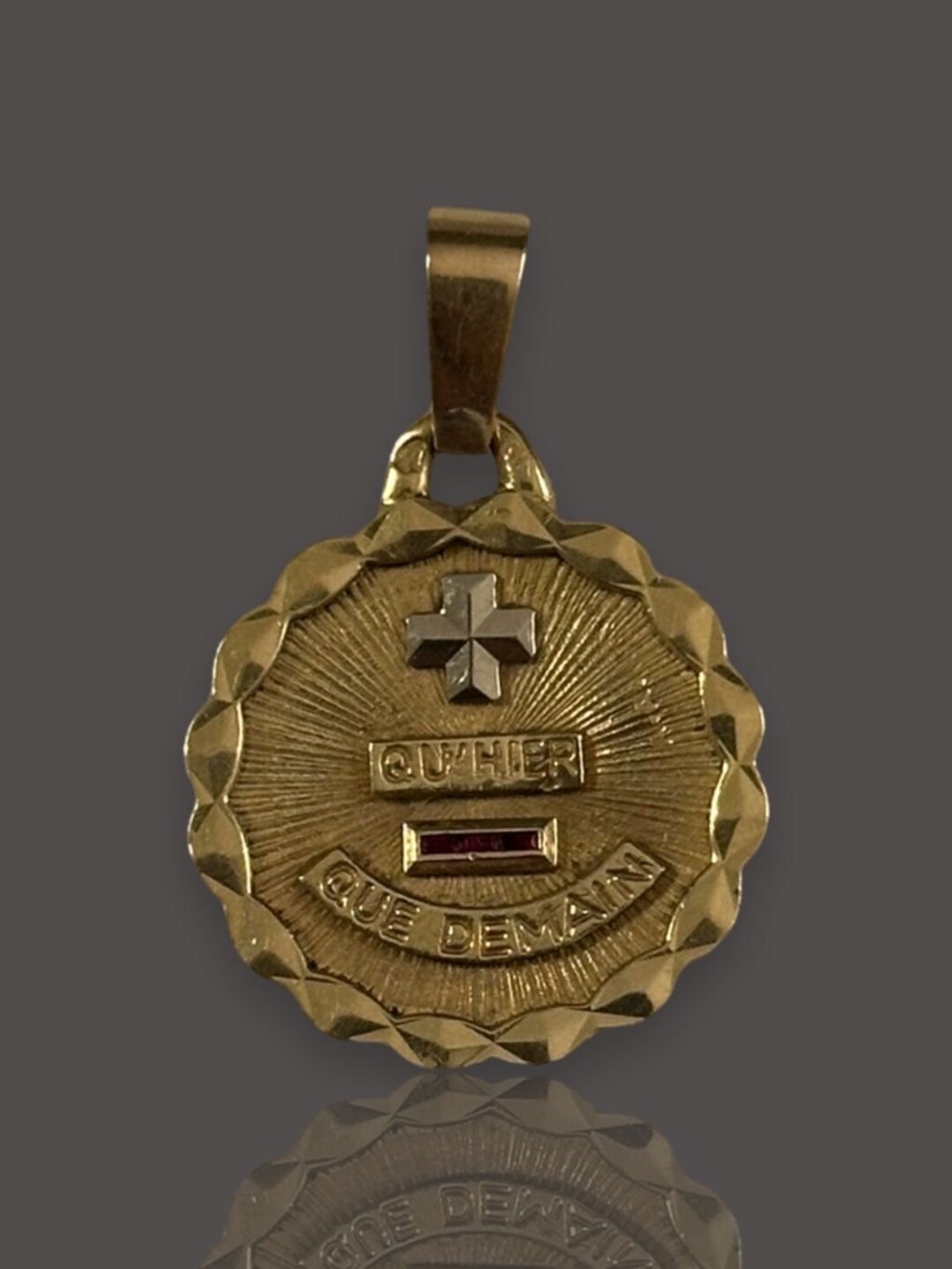 Augis / Medal of Love/ 18 K Gold/ Qu Hier Que Demain/ Gift for Her ...