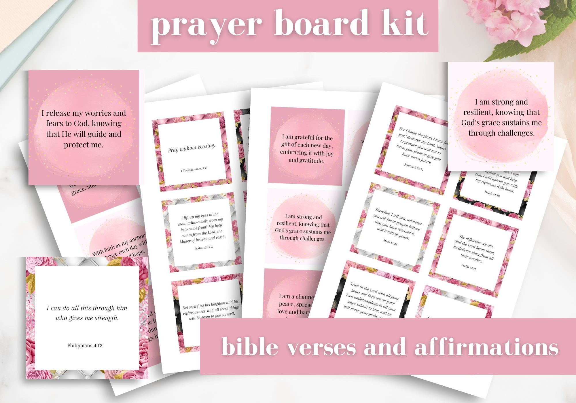 Prayer Board Printable, Prayer Cards, Christian Wall Collage, Bible ...