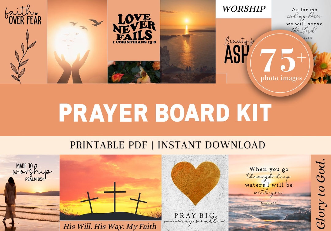 Prayer Board Printable Photos, Orange Prayer Board Kit, Christian ...