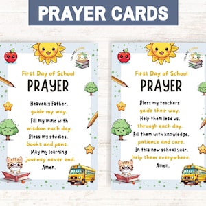 First Day of School Prayer Cards, Back to School Prayers, Prayer Tag ...