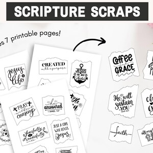 Scripture Scraps Printable, Faith Junk Journal Scraps, Prayer Board Kit ...