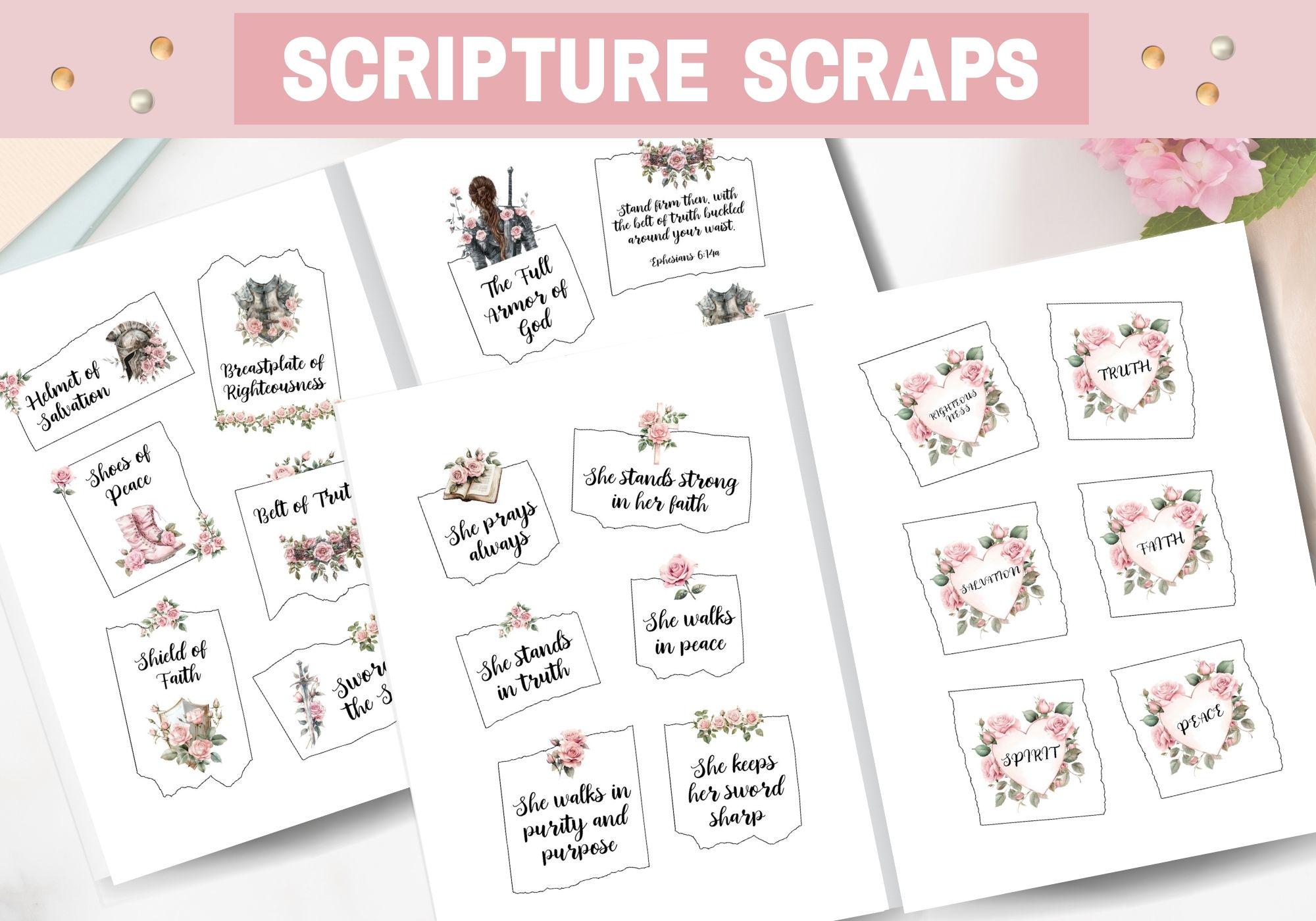 Scripture Scraps Printable, Armor of God, Faith Junk Journal Scraps ...