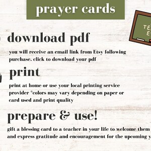 Back to School Teacher Prayer Cards, Back to School Prayers for Teacher ...
