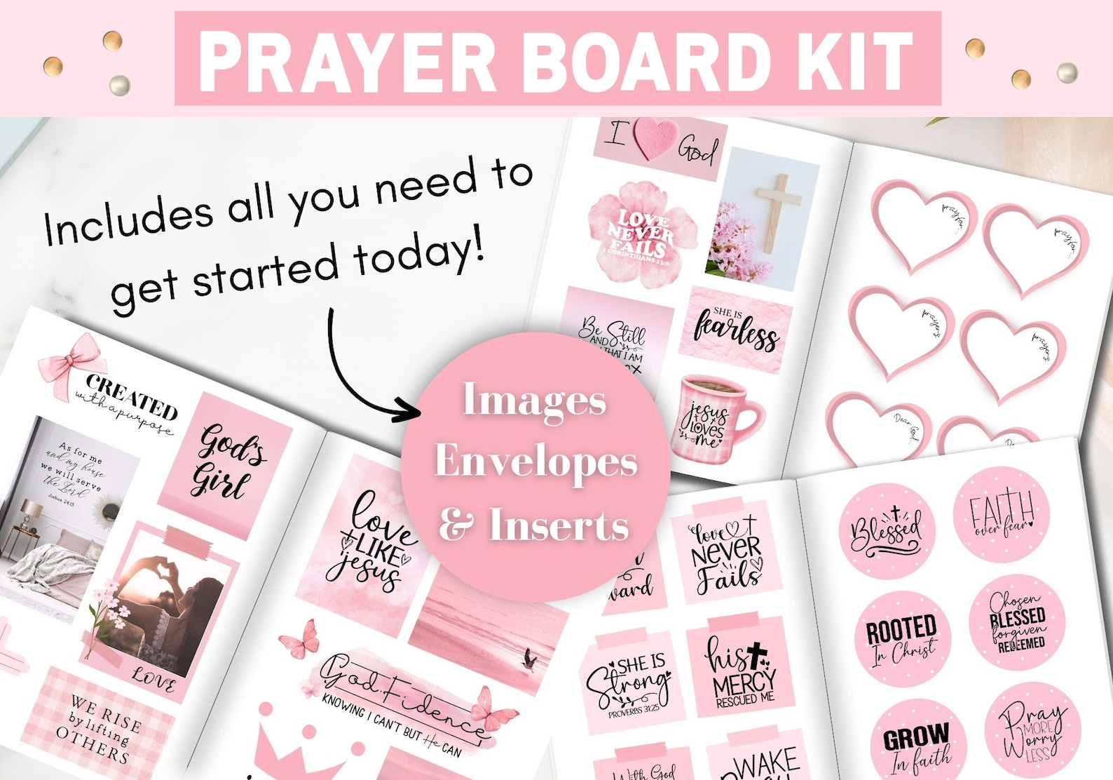 Pink Prayer Board Kit 2026, Printable Girls Prayer Board, Prayer ...