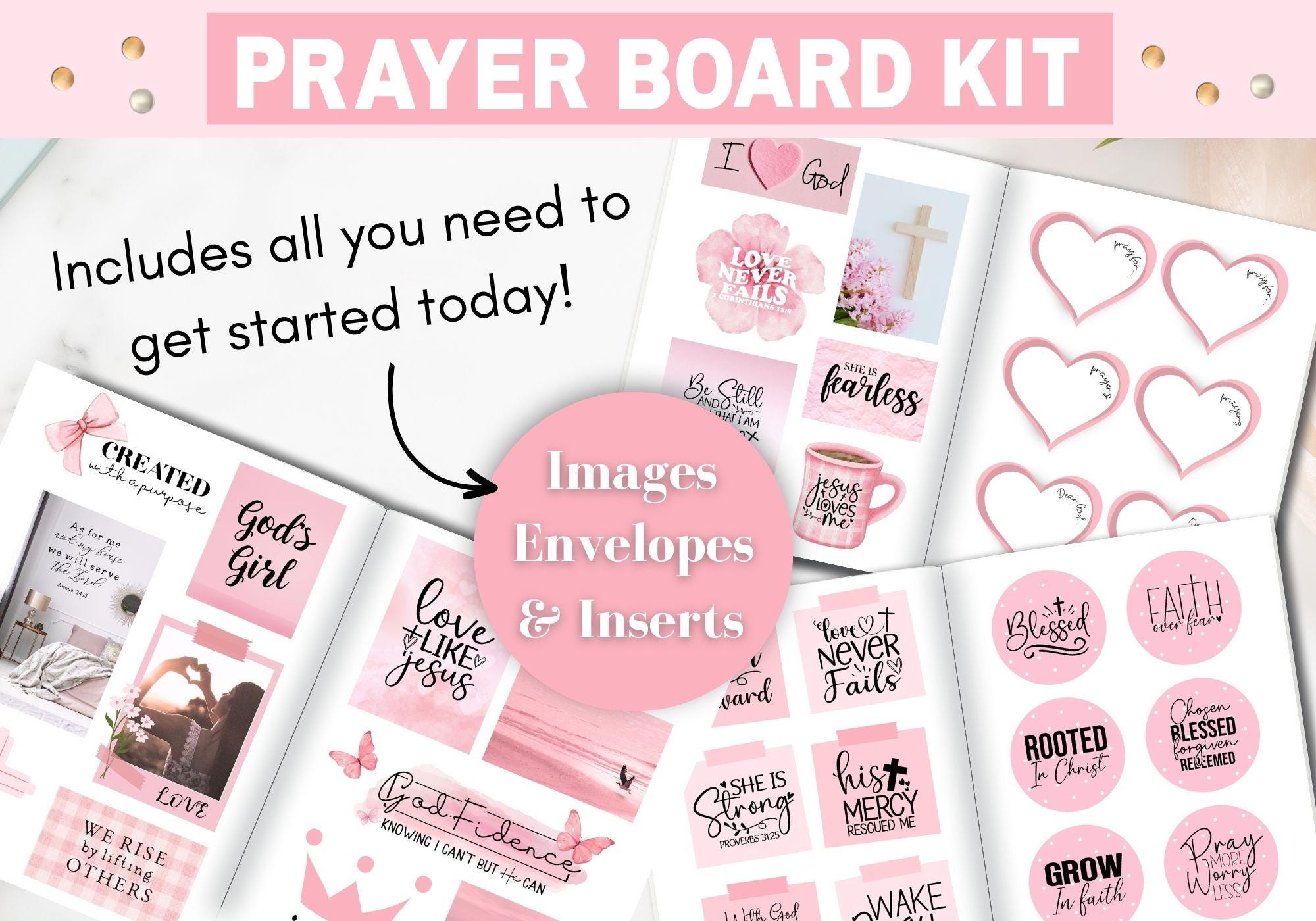 Pink Prayer Board Kit 2026, Printable Girls Prayer Board, Prayer ...