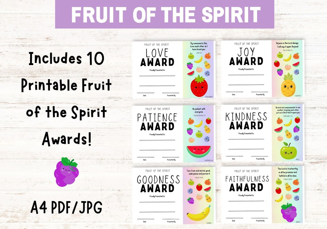 Fruit of the Spirit Awards, Printable Fruit of the Spirit Certificate ...