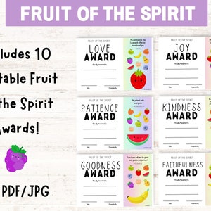 Fruit of the Spirit Awards, Printable Fruit of the Spirit Certificate ...