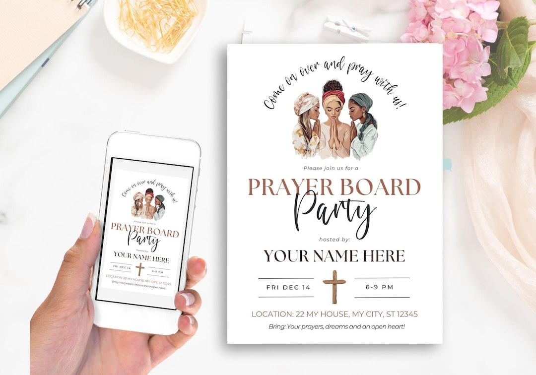 Prayer Board Party Invitation, Editable Prayer Party Invite, Prayer ...