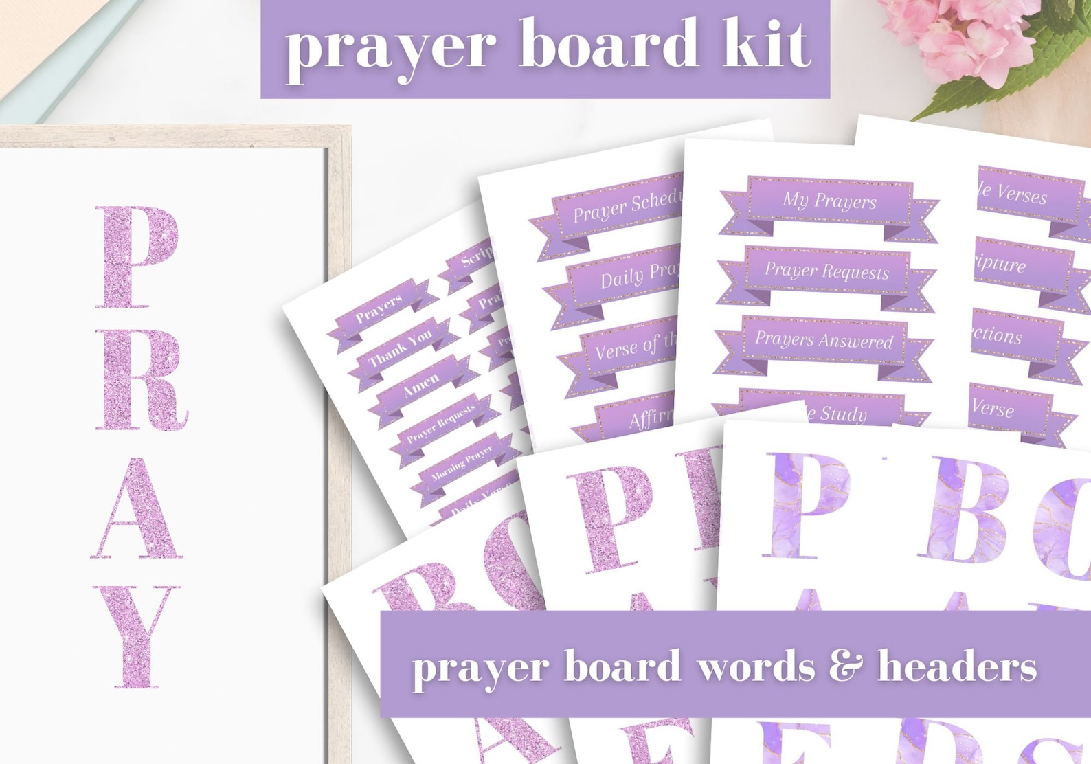 Purple Prayer Board Printable, Prayer Cards, Christian Prayer Wall ...