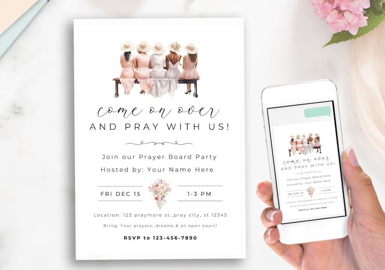 Editable Prayer Board Party Invitation, Prayer Party Invite, Prayer ...