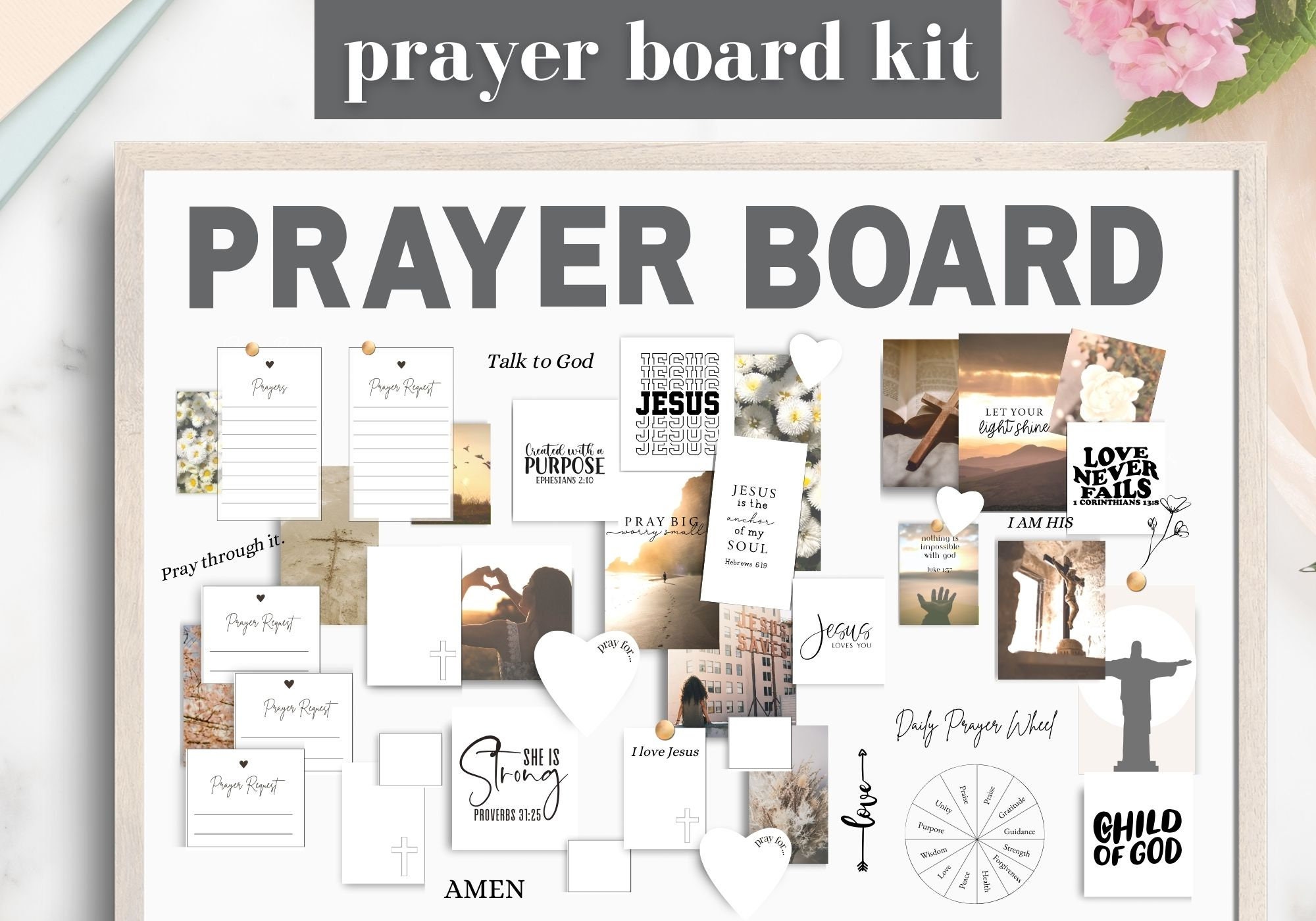 Prayer Board Printable Kit, Prayer Board Ideas, Daily Prayer Board ...