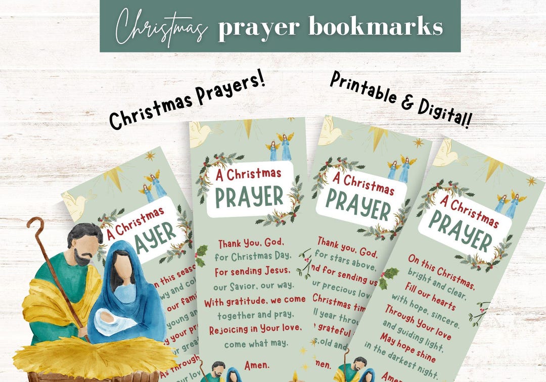 Kids Christmas Bookmark Prayers, Holiday Prayers, Printable Bookmarks ...