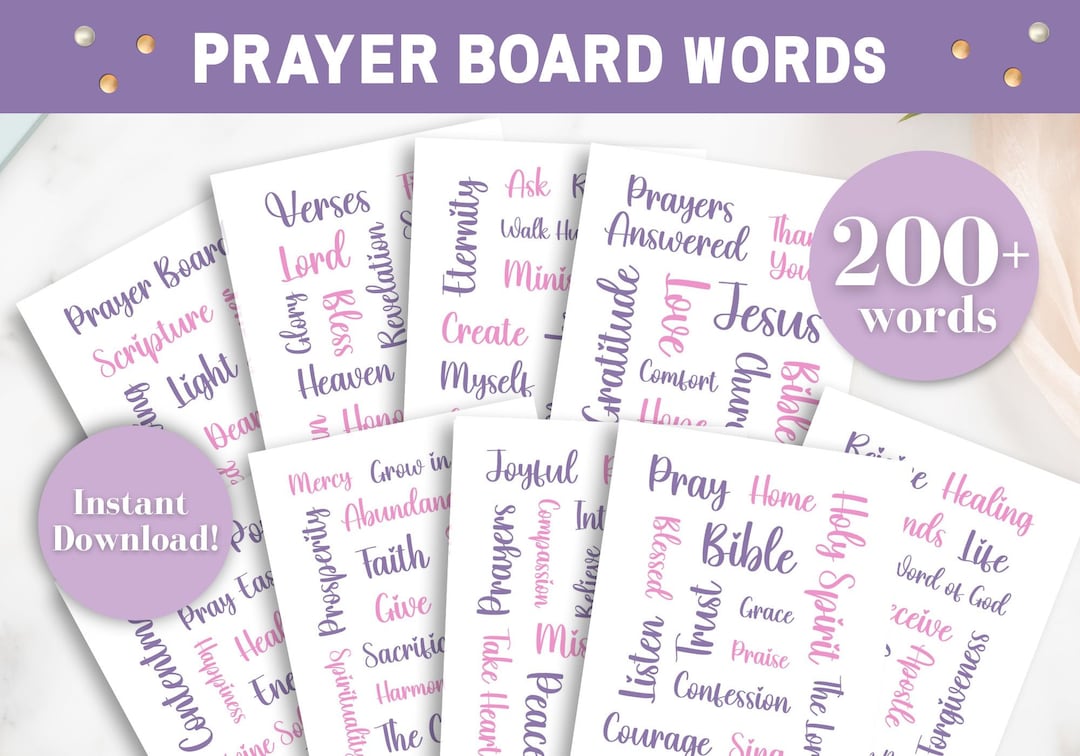 Prayer Board Words, Printable Christian Words & Phrases, Prayer Board ...