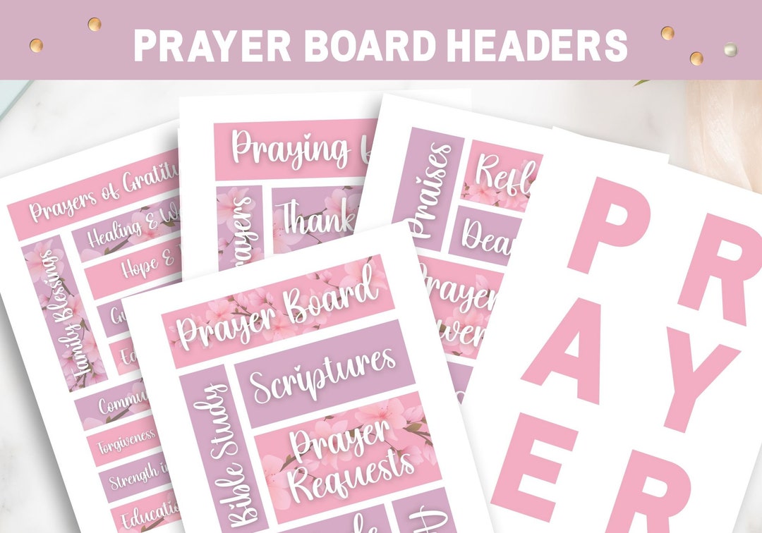 Prayer Board Kit Printable, Daily Prayer Board, Pink Prayer Board ...