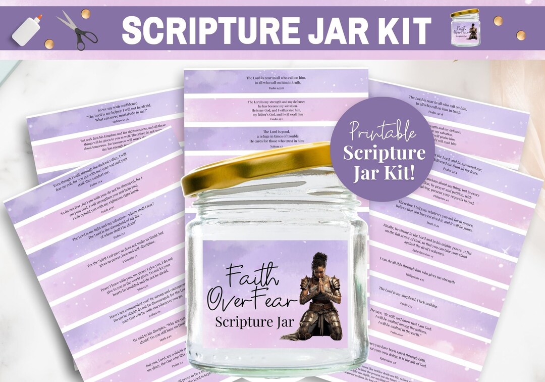 Faith Over Fear Scripture Jar, Printable Scripture Jar, Prayer Jar ...