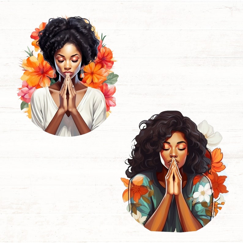 Prayer Clipart, Women in Prayer Pngs, Christian PNG, Black Woman Praying PNG, Church PNG ...