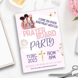 Editable Prayer Board Party Invitation, Printable Prayer Party Invite ...