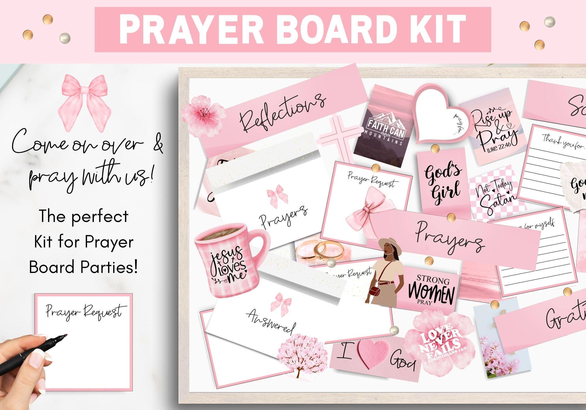 Pink Prayer Board Kit 2026, Printable Girls Prayer Board, Prayer ...