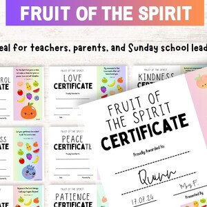 Printable Fruit of the Spirit Certificates, Printable Fruit of the ...