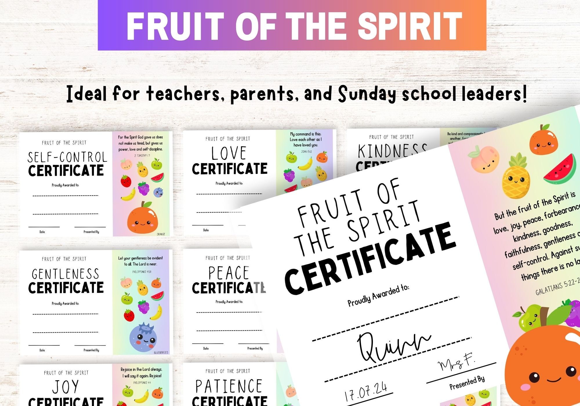 Printable Fruit of the Spirit Certificates, Printable Fruit of the ...