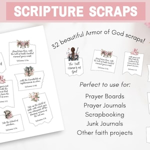 Scripture Scraps Printable, Armor of God, Faith Junk Journal Scraps ...