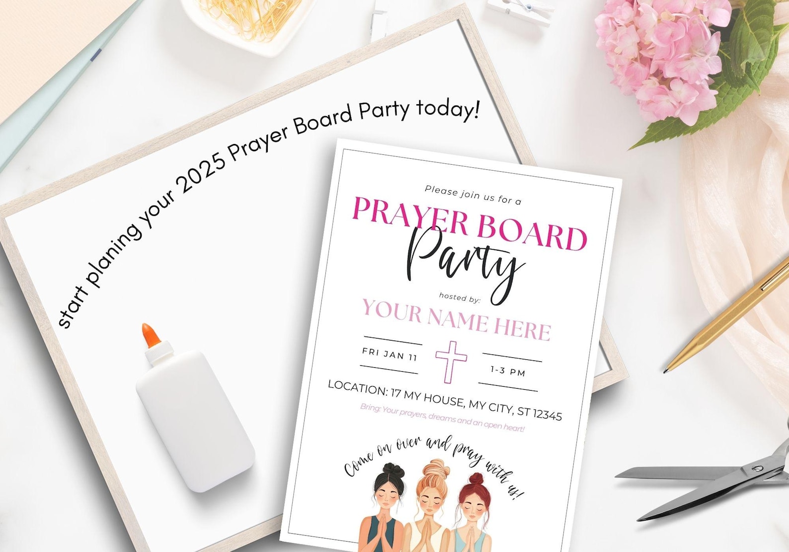 2025 Prayer Board Party Invitation, Editable Prayer Party Invite ...