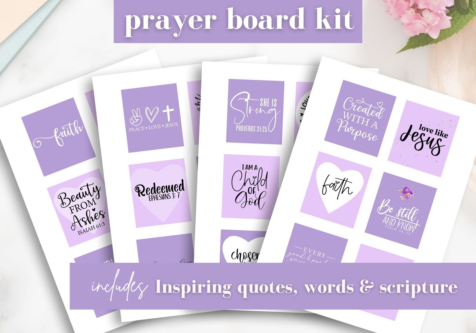 Purple Prayer Board Printable, Prayer Cards, Christian Prayer Wall ...