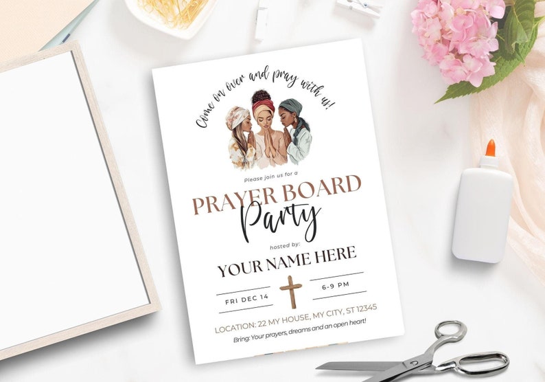 Prayer Board Party Invitation, Editable Prayer Party Invite, Prayer ...