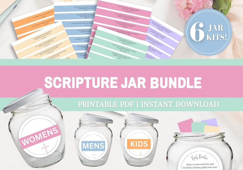 Scripture Jar Bundle Printable, Make Your Own Scripture Jar, Prayer Jar ...
