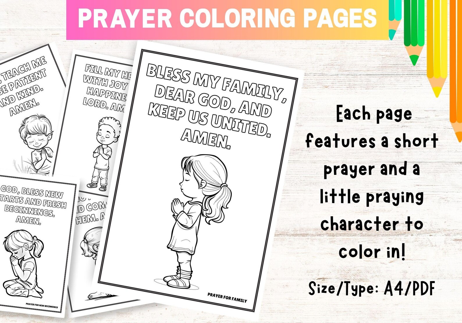 Kids Prayer Coloring Activity, Printable Bible Coloring Pages ...
