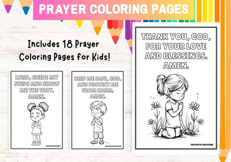 Kids Prayer Coloring Activity, Printable Bible Coloring Pages ...