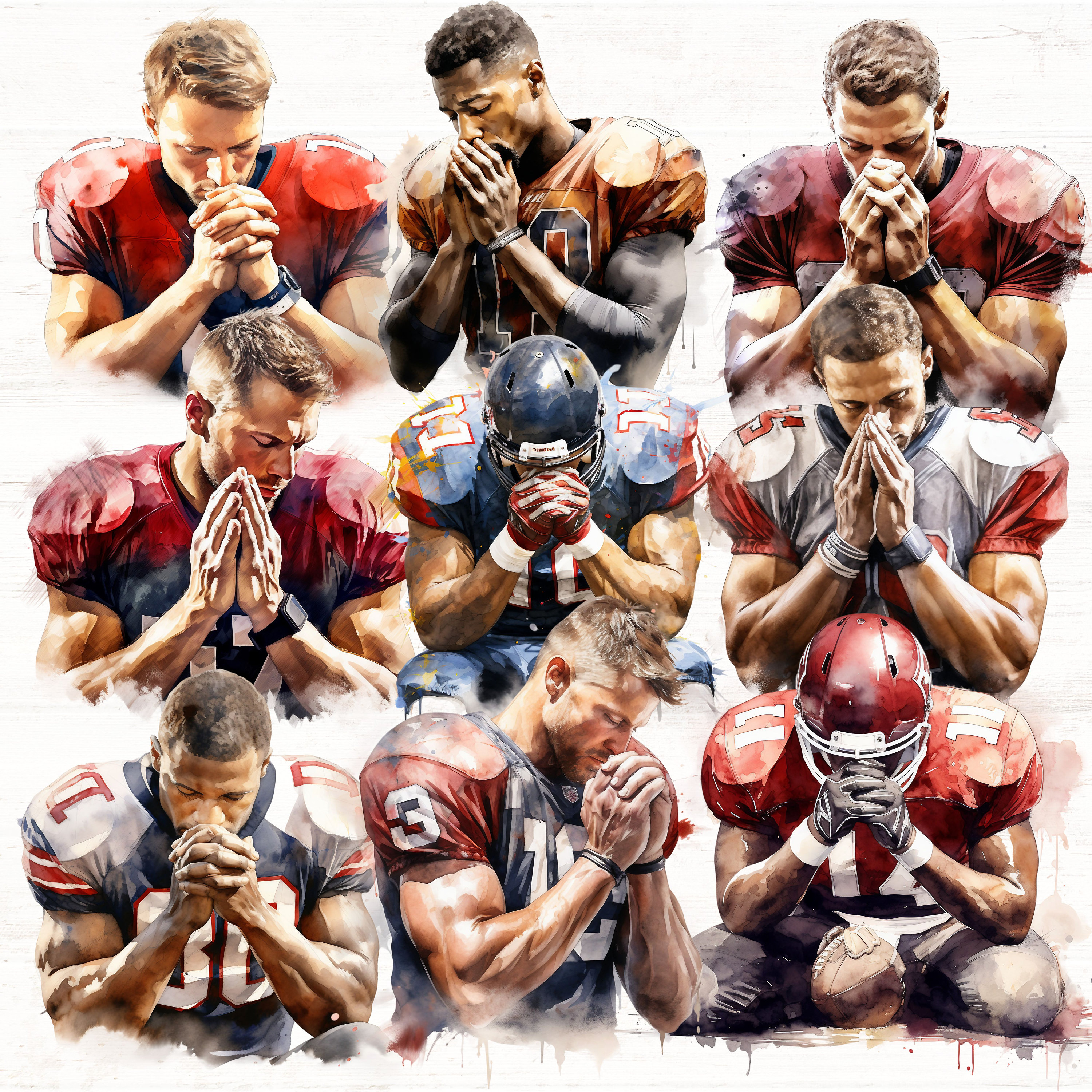 Praying Footballers Men in Prayer Prayer Warriors - Etsy