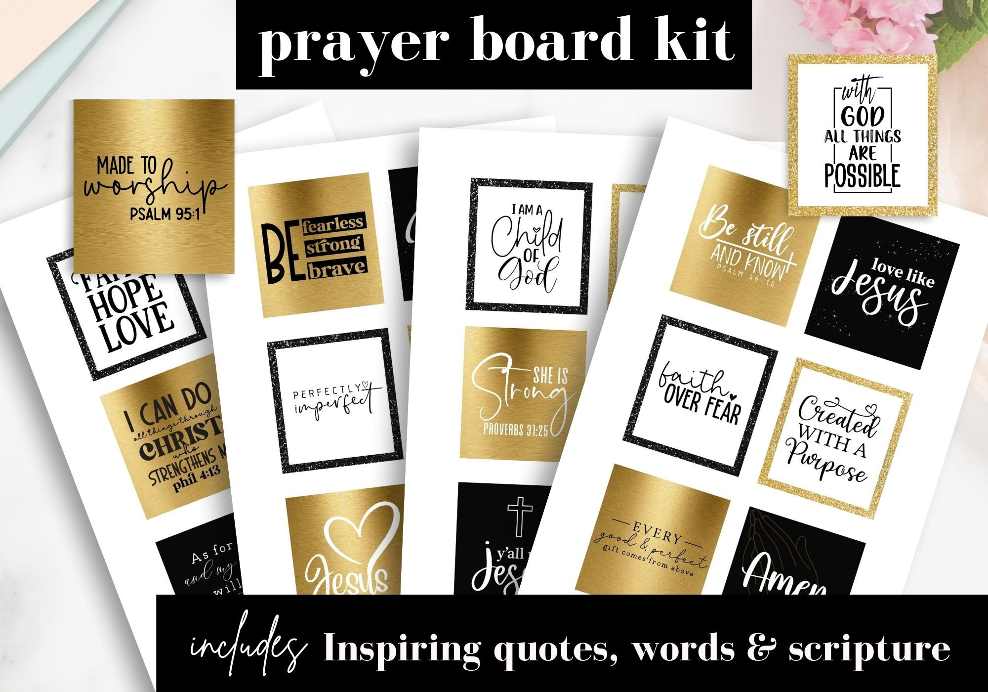Prayer Board Kit, Printable Prayer Party Kit, Christian Wall Collage ...