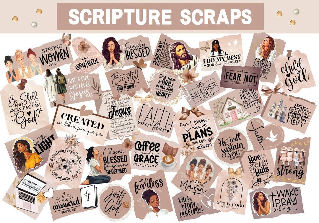 Scripture Scraps Printable, Faith Junk Journal Scraps, Prayer Board Kit ...