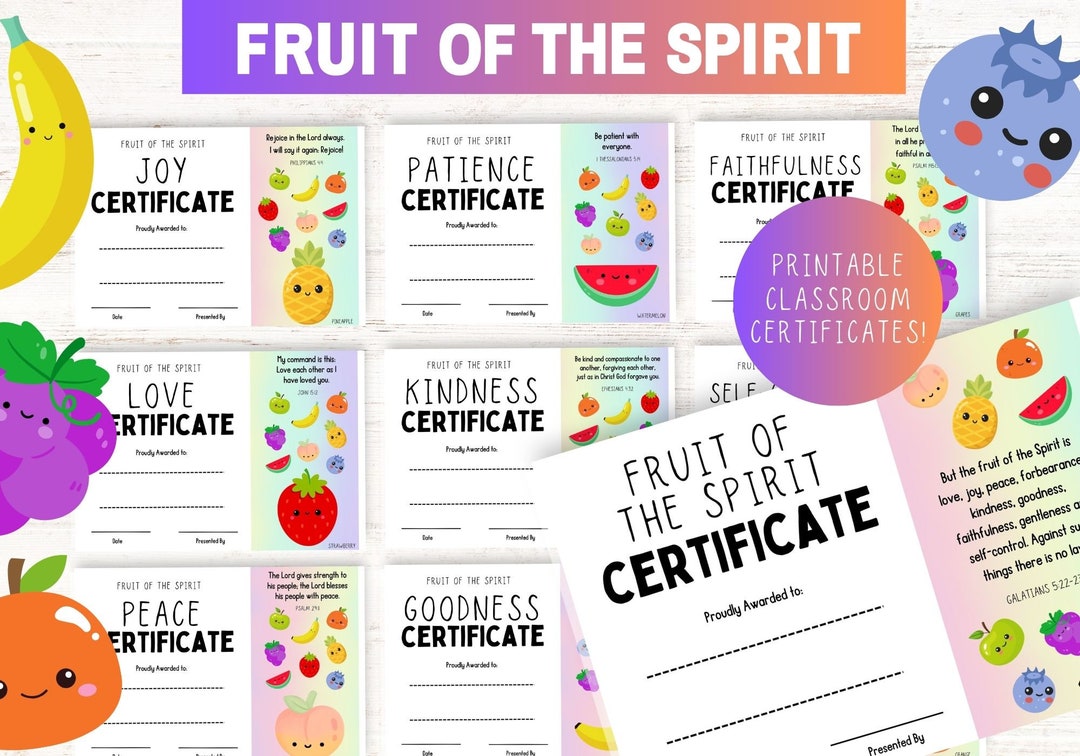 Printable Fruit of the Spirit Certificates, Printable Fruit of the ...