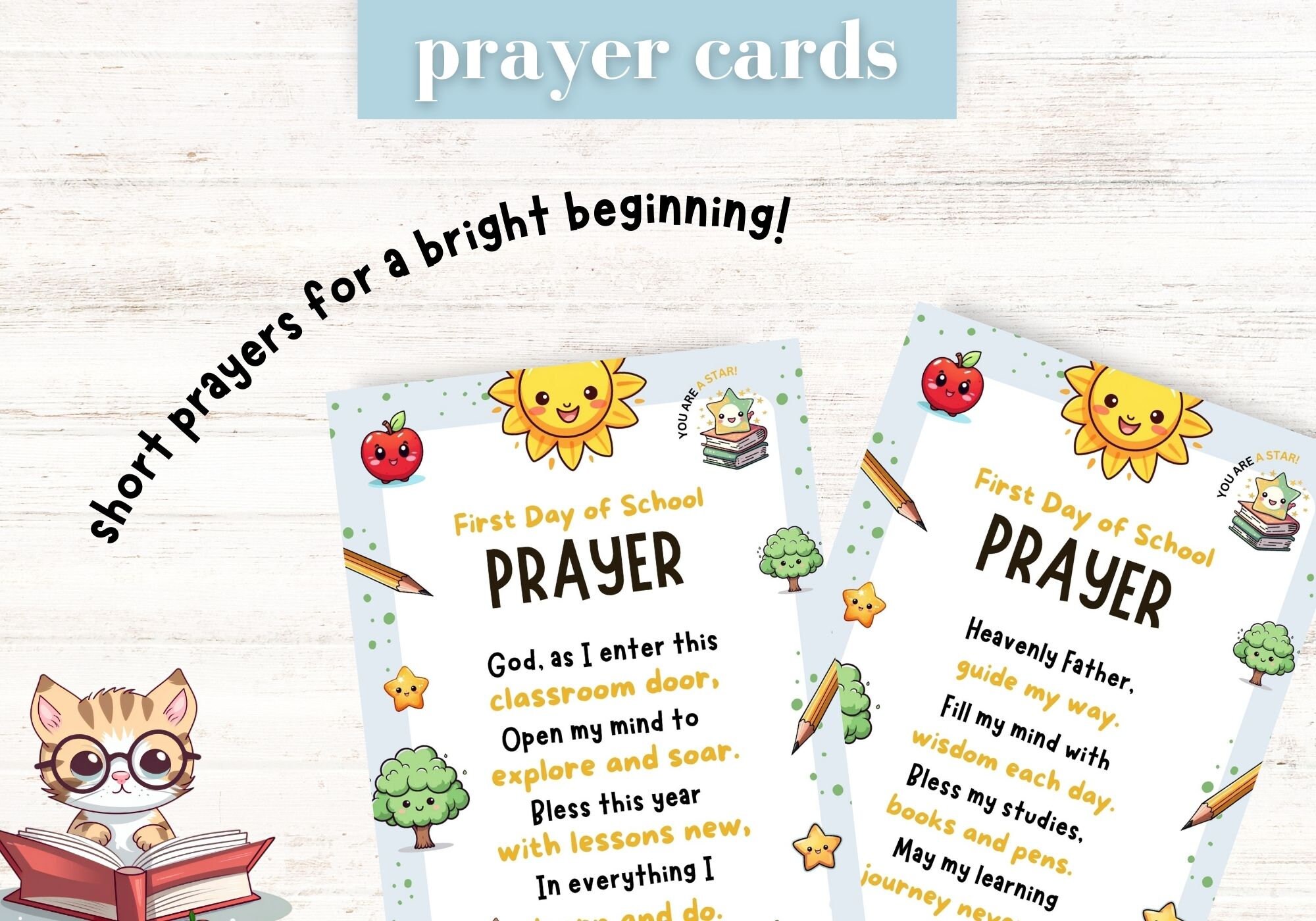 First Day of School Prayer Cards Back to School Prayers - Etsy
