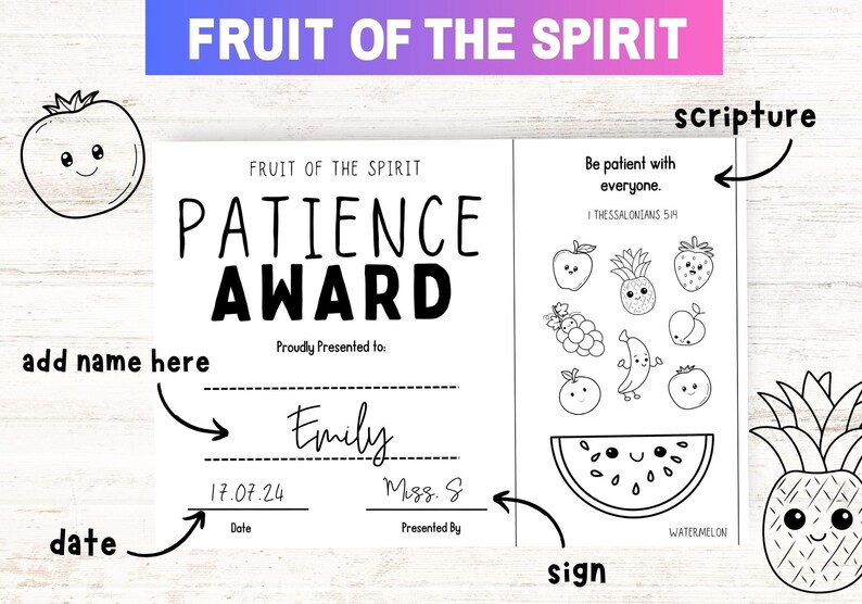 Fruit of the Spirit Awards, Printable Fruit of the Spirit Certificate ...