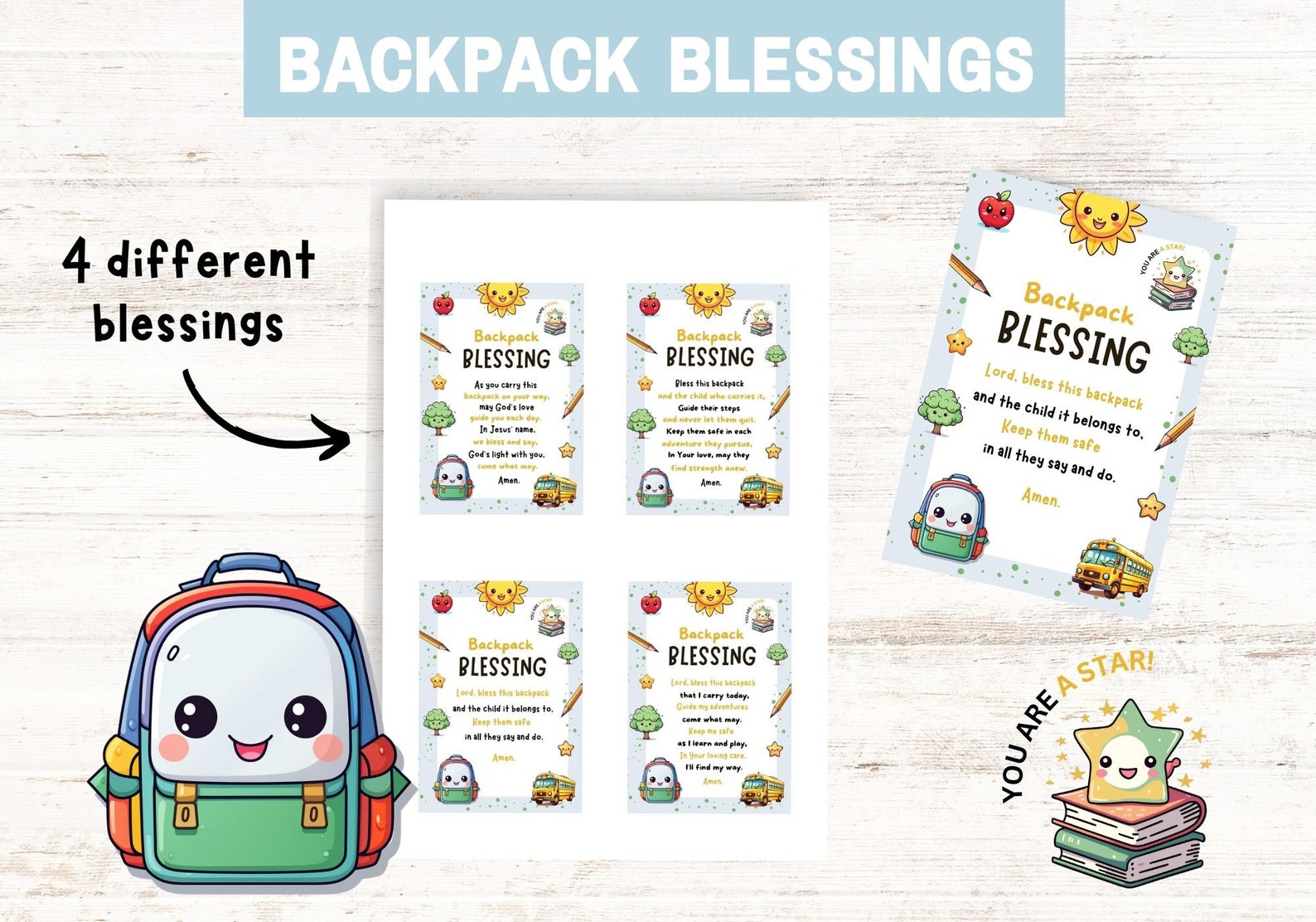 Backpack Blessings, Back to School Backpack Prayer, Prayer Tag, Sunday ...
