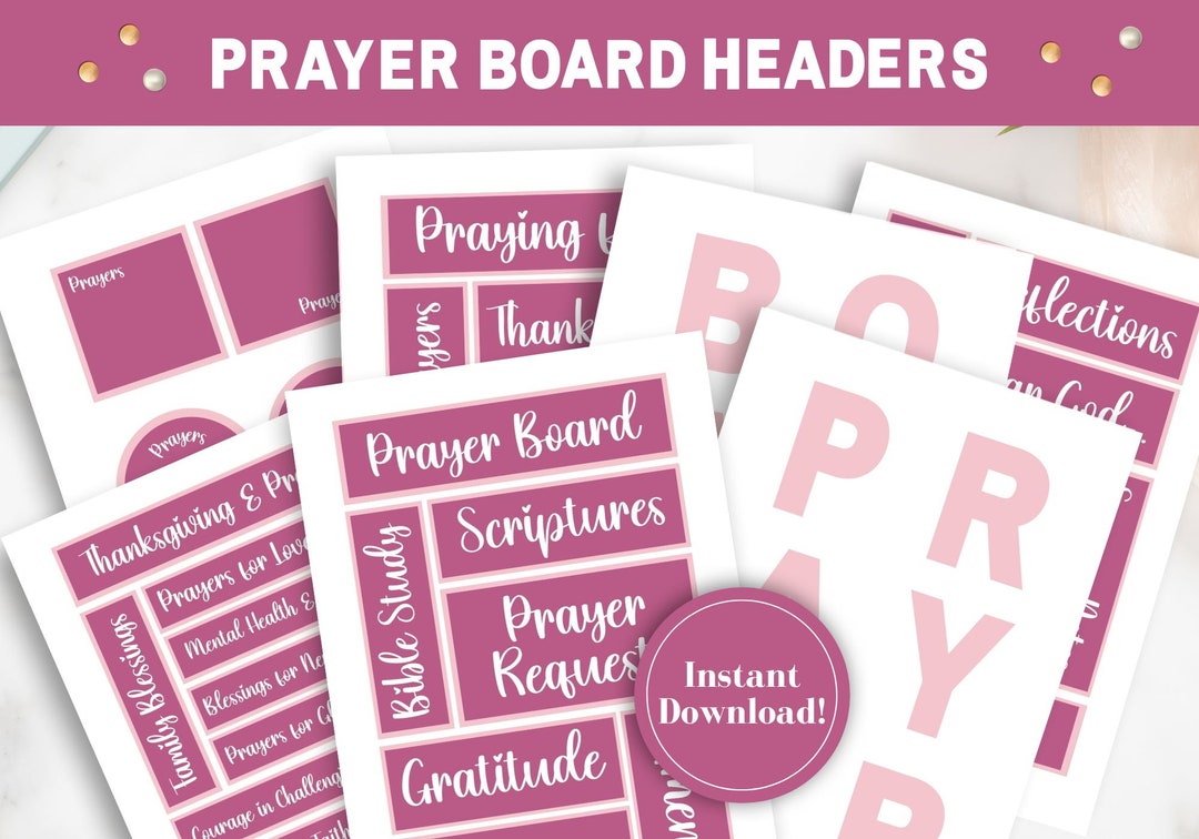 Prayer Board Kit Printable, Daily Prayer Board, Pink Prayer Board ...