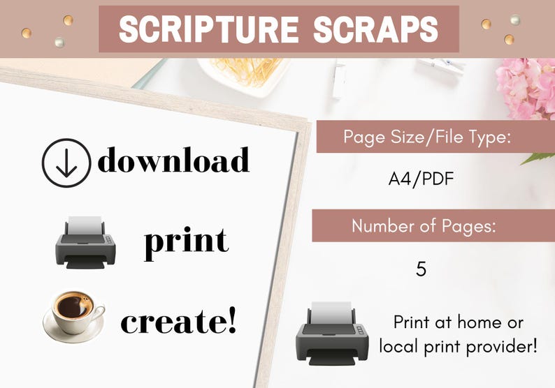 Coffee Scripture Scraps Printable, Faith Junk Journal Scraps, Prayer ...