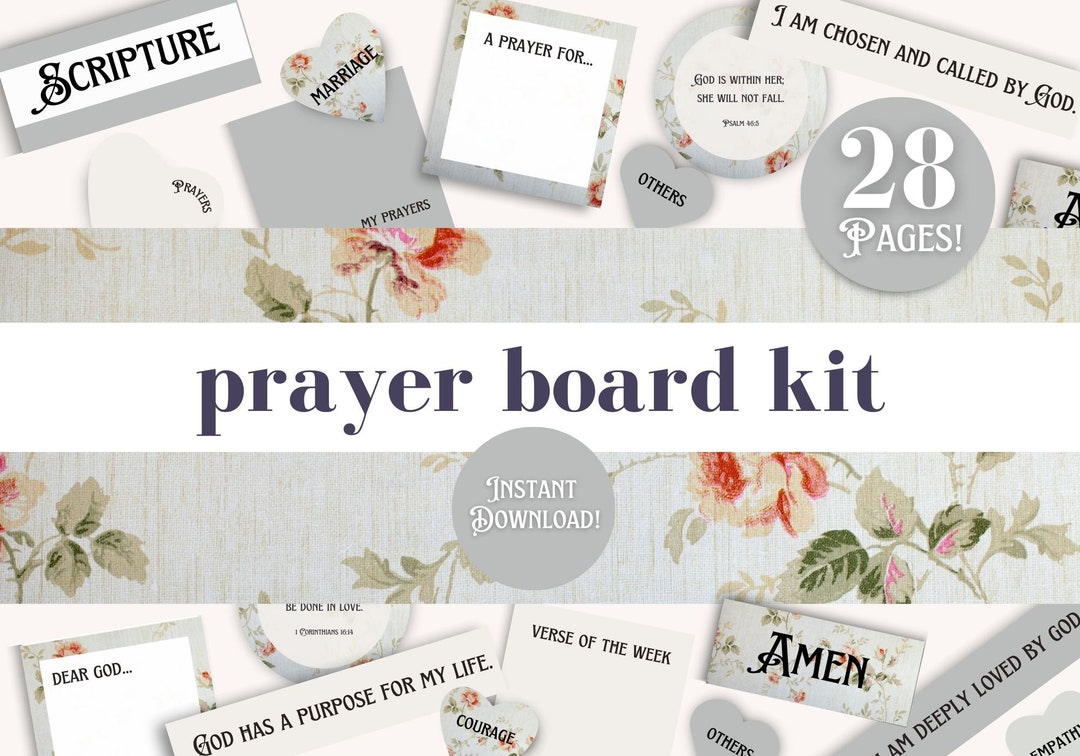 Printable Prayer Board Kit, Vintage Floral Prayer Board, Prayer Cards ...