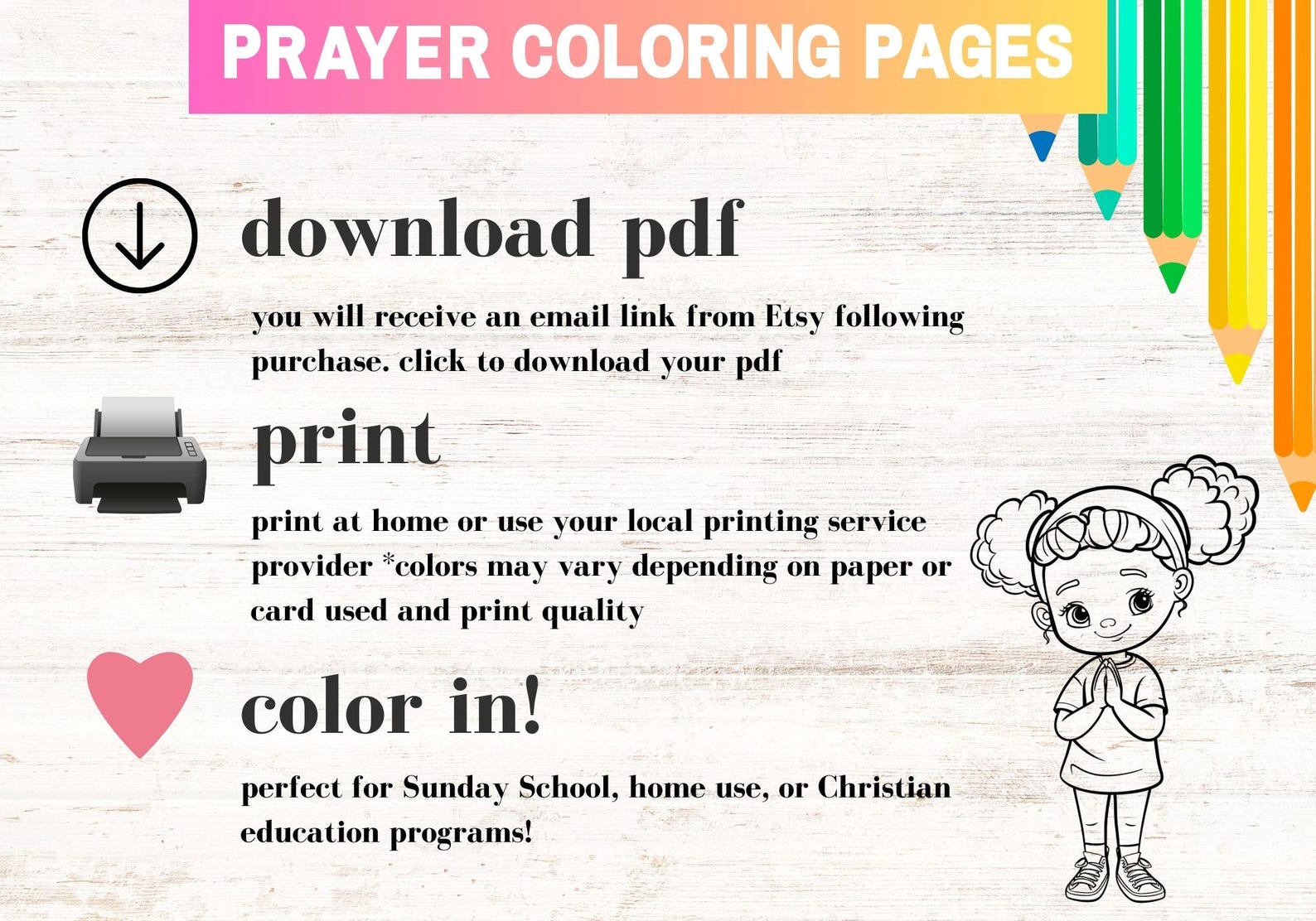 Kids Prayer Coloring Activity, Printable Bible Coloring Pages ...