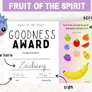 Fruit of the Spirit Awards, Printable Fruit of the Spirit Certificate ...