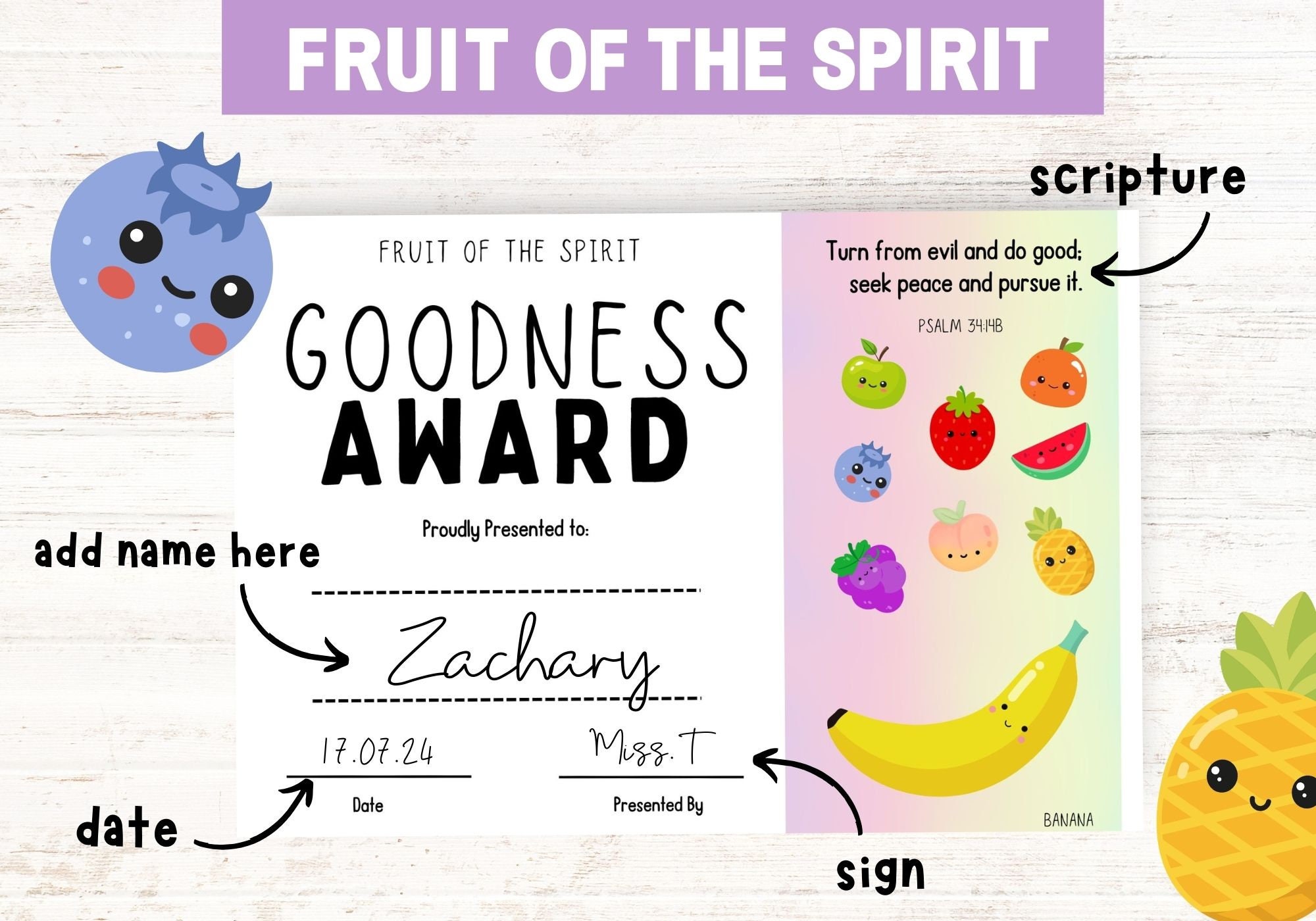 Fruit of the Spirit Awards, Printable Fruit of the Spirit Certificate ...