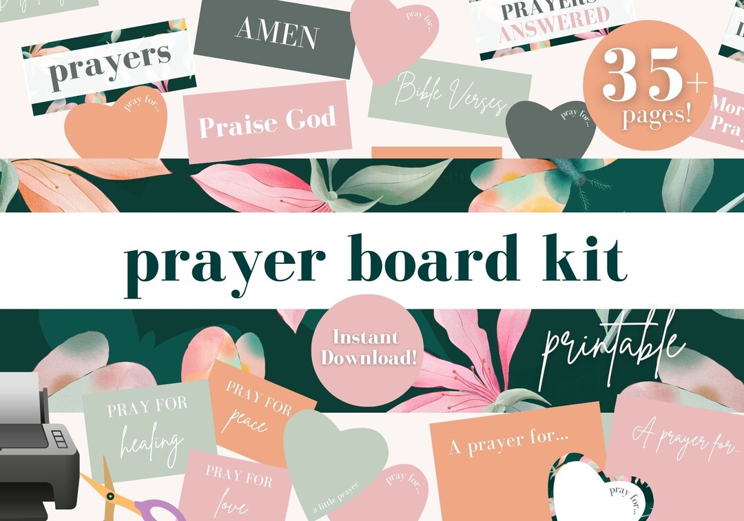 Prayer Board Kit Printable, Daily Prayer Board, Bible Verse Cards ...