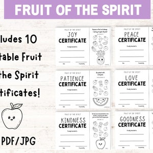 Printable Fruit of the Spirit Certificates, Printable Fruit of the ...