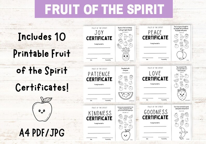Printable Fruit of the Spirit Certificates, Printable Fruit of the ...