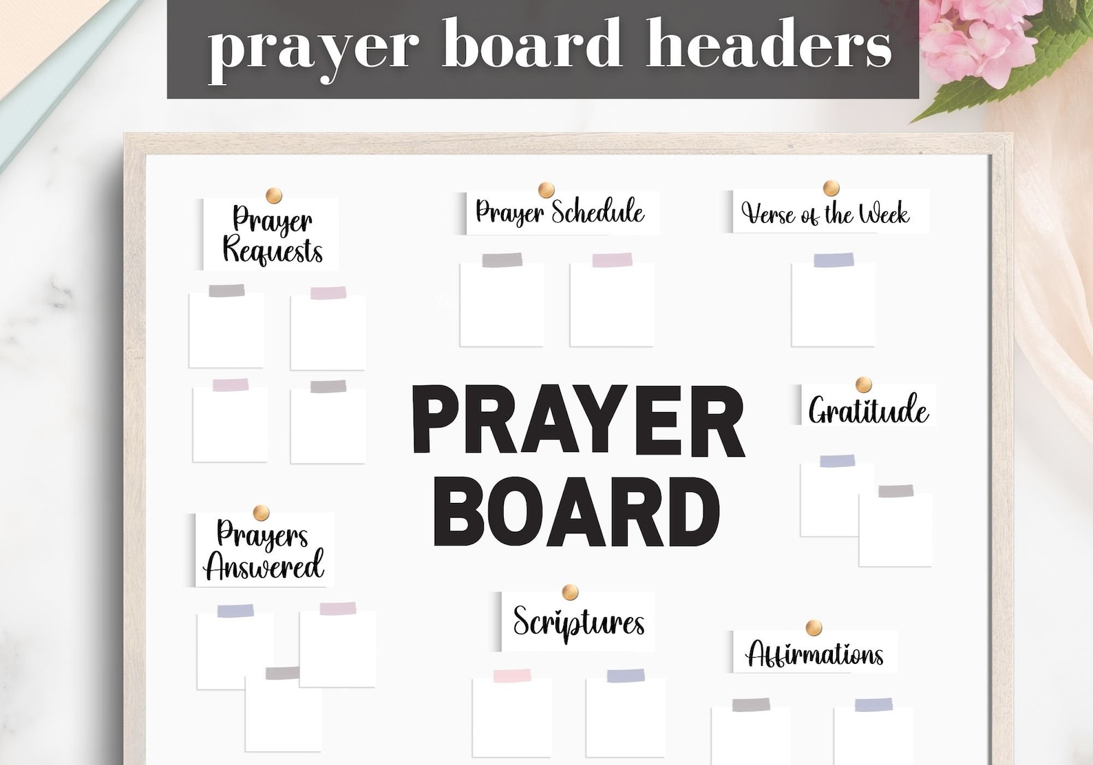 Prayer Board Printable, Daily Prayer Board, Prayer Board Headings ...