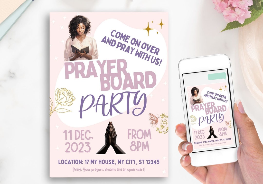 Prayer Board Party Invitation, Editable Prayer Party Invite, Prayer ...